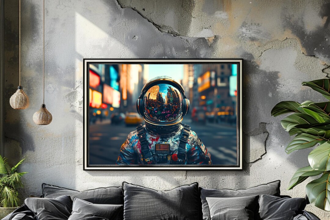 Graffiti Spaceman Digital Poster Astronaut Wall Art Print Sci-fi Art ...