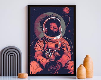 Urban Graffiti Spaceman, Black Astronaut Digital Print, Sci-fi Art ...