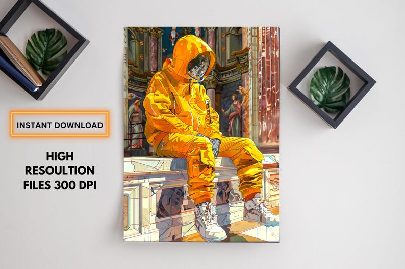Sistine Chapel Spaceman Digital Poster Astronaut Wall Art Print Sci-fi ...