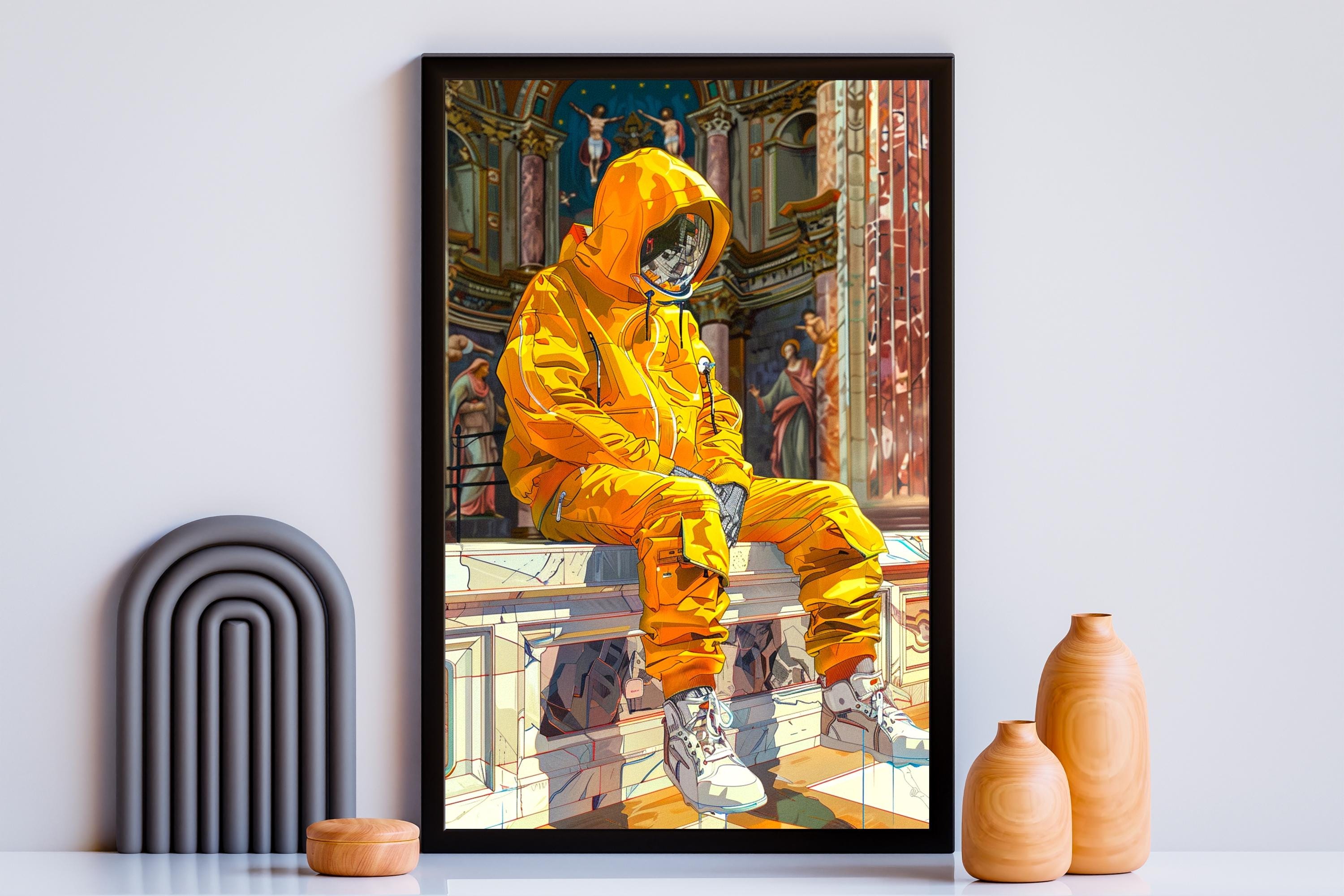 Sistine Chapel Spaceman Digital Poster Astronaut Wall Art Print Sci-fi ...