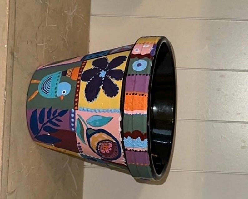 Hand Painted Ceramic Planter 6 in Pot - Etsy