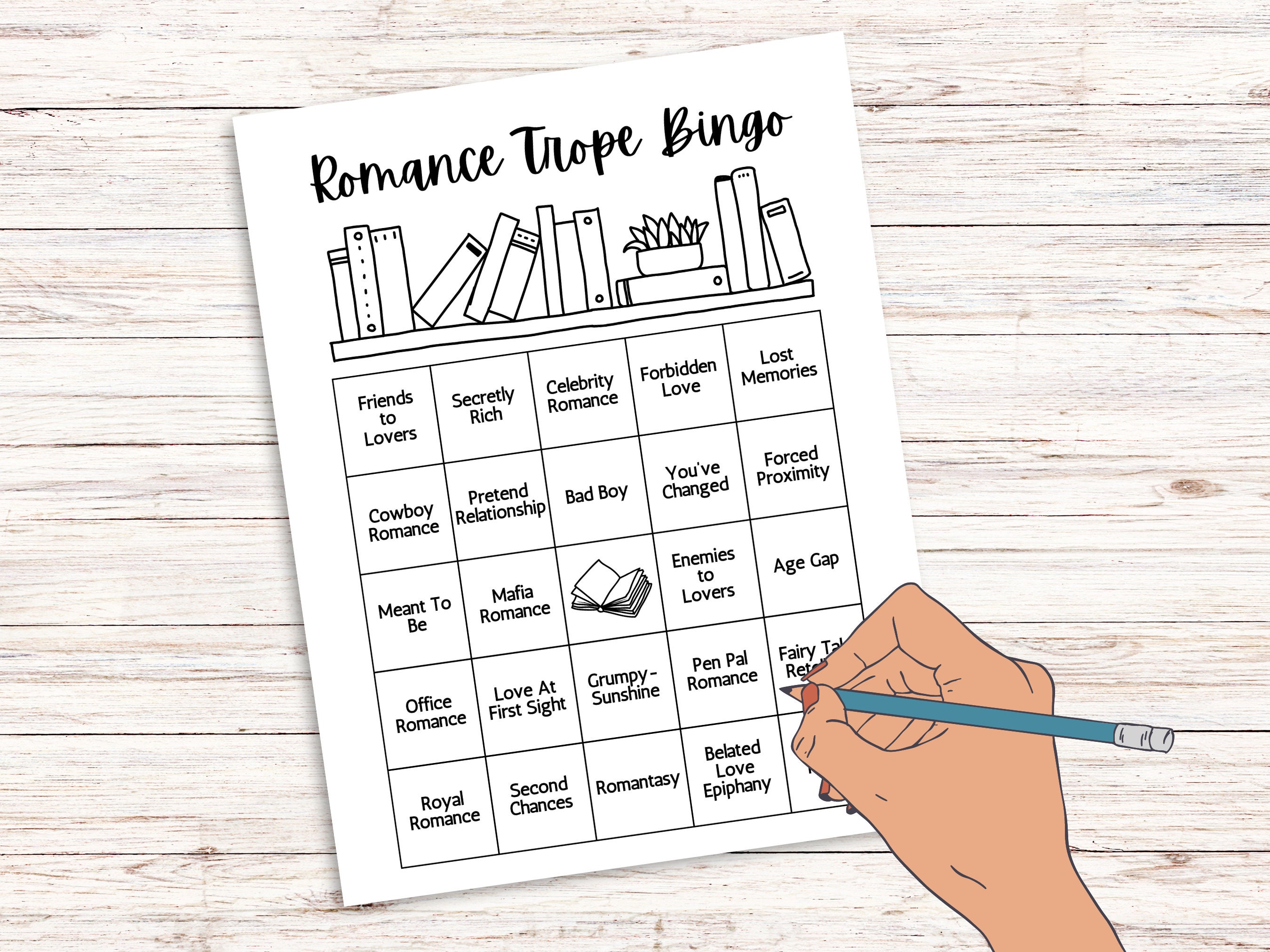 Romance Trope Book Bingo Printable Tracker | Reading Challenge Journal ...