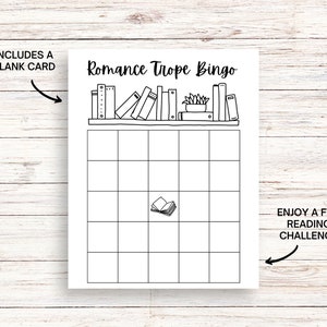 Romance Trope Book Bingo Printable Tracker | Reading Challenge Journal ...