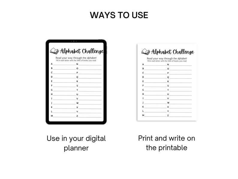 Alphabet Reading Challenge | A to Z Book Tracker | Reading Tracker ...