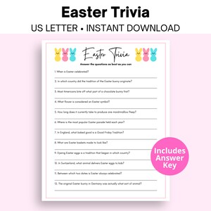 Easter Trivia Printable Game | Easter Quiz Party Game | Easter Activity ...
