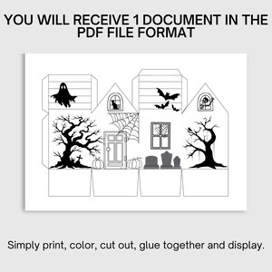 Halloween Haunted House Paper Coloring Craft Template | Printable ...