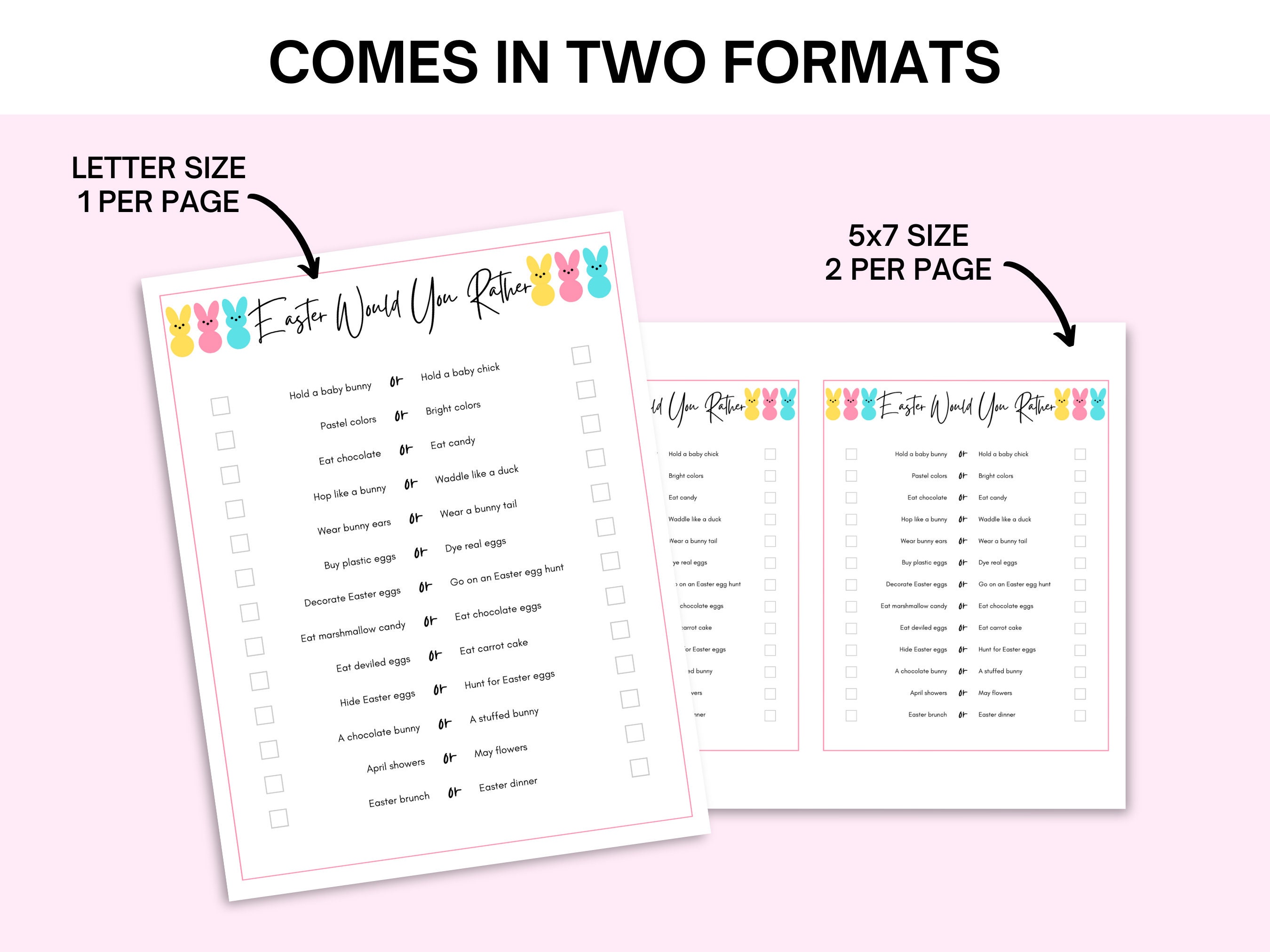 Easter Would You Rather Printable Party Game | Easter This or That ...