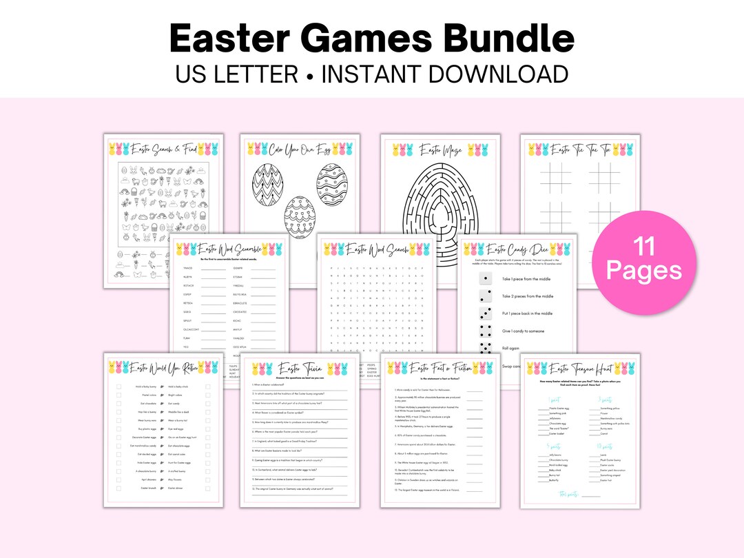 Easter Games Printable Bundle | Easter Party Activities for Kids and ...