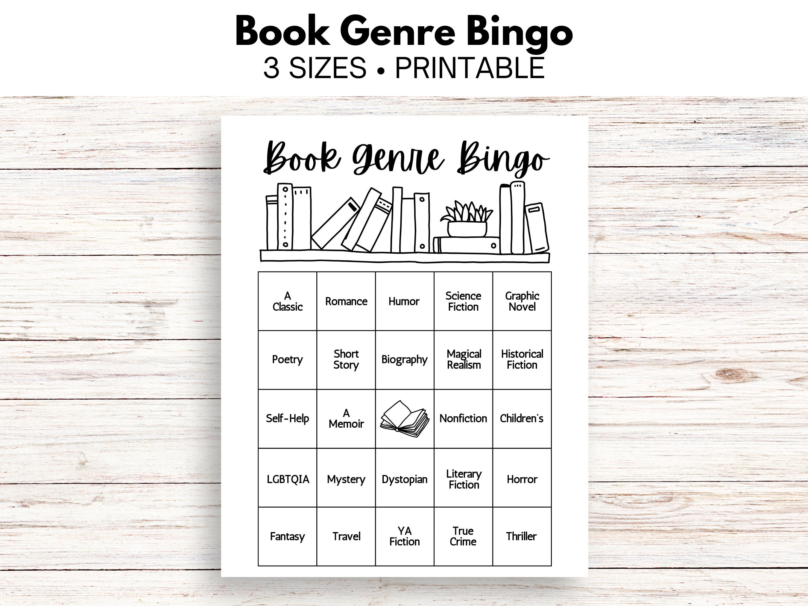 Book Genre Bingo Printable Tracker | Reading Challenge Journal Page ...
