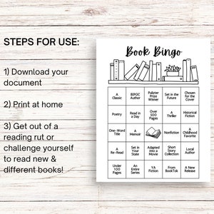 Book Bingo Printable Tracker | Reading Challenge Journal Page | A4 A5 ...