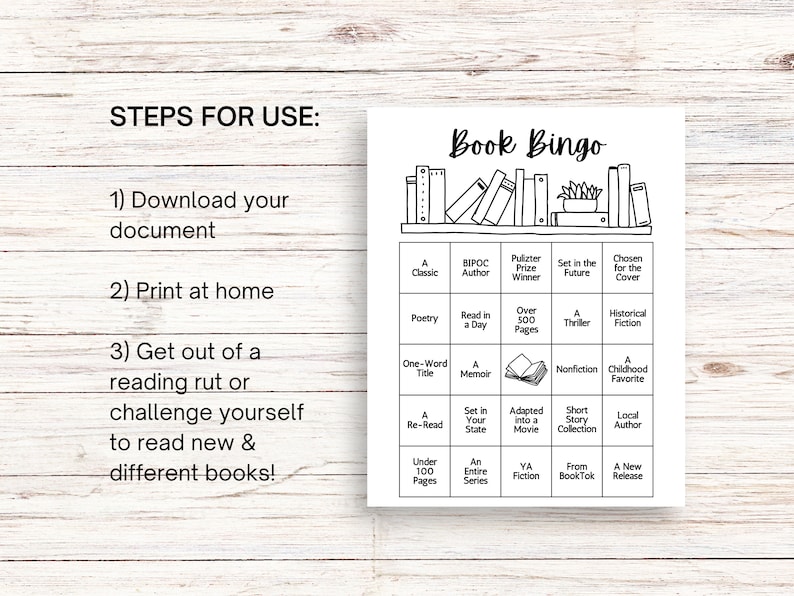 Book Bingo Printable Tracker | Reading Challenge Journal Page | A4 A5 ...