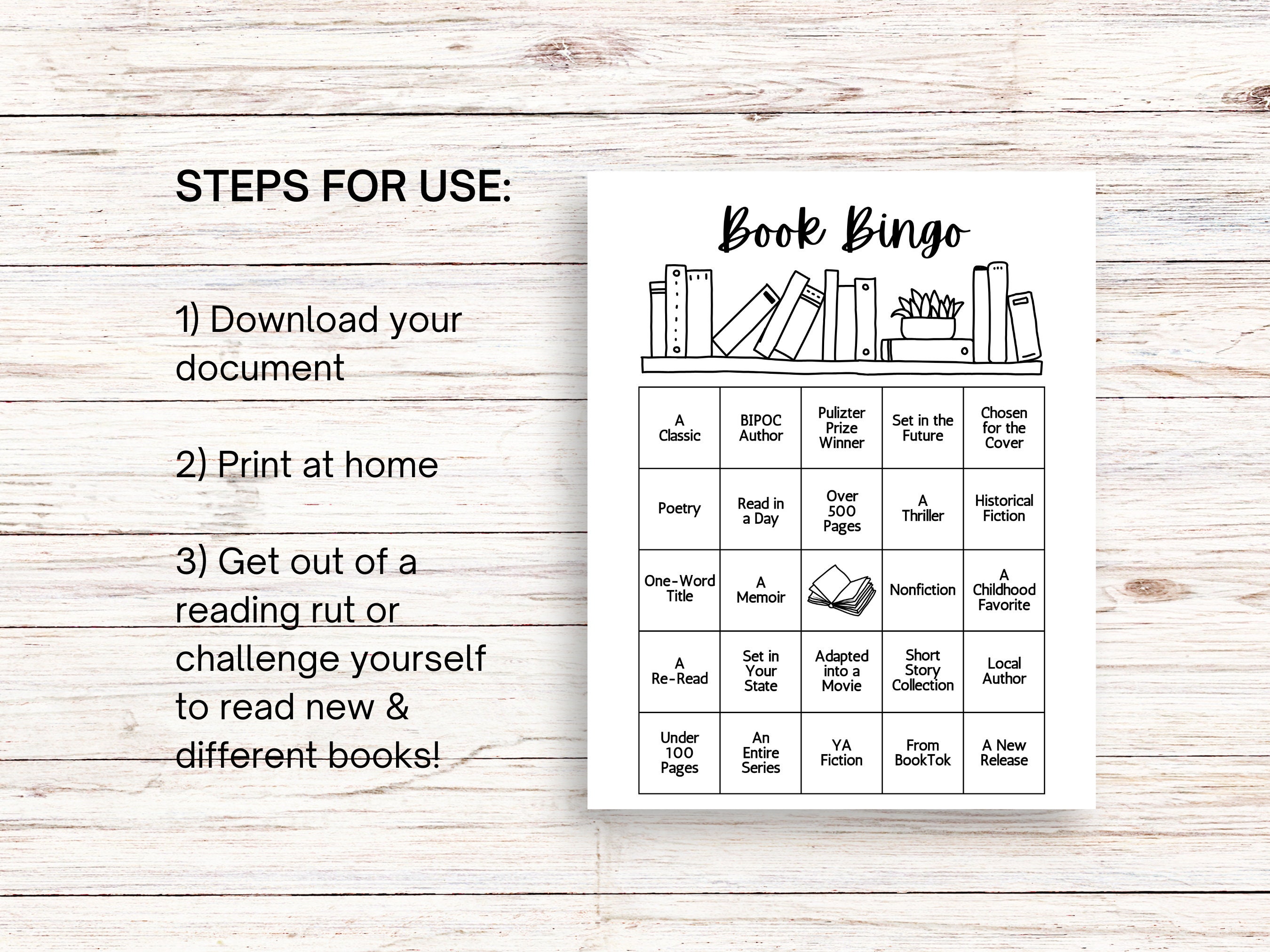 Book Bingo Printable Tracker | Reading Challenge Journal Page | A4 A5 ...