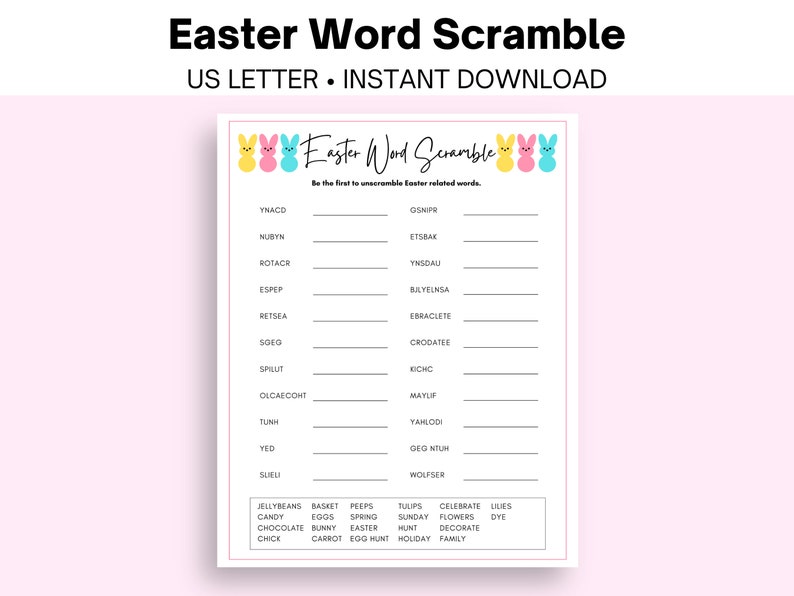 Easter Word Scramble Printable Game | Easter Activity for Kids and ...