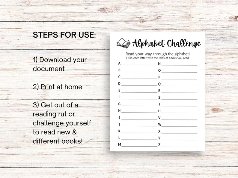 Alphabet Reading Challenge | A to Z Book Tracker | Reading Tracker ...