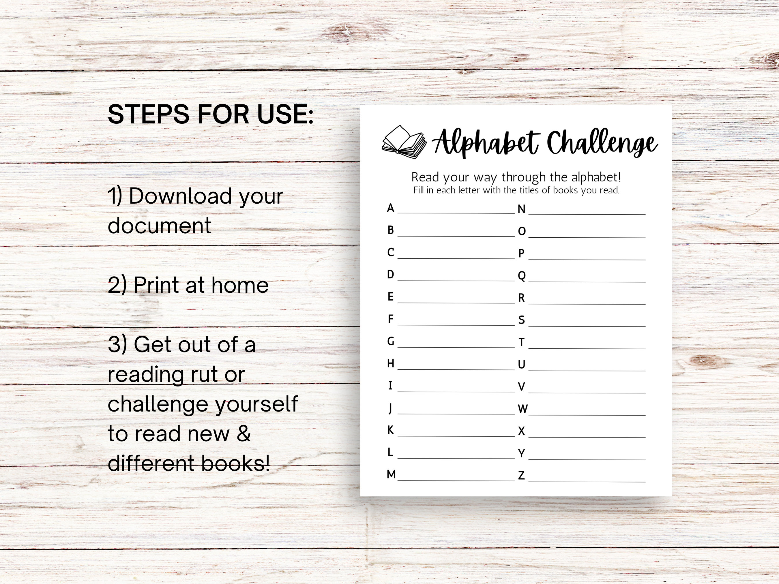 Alphabet Reading Challenge | A to Z Book Tracker | Reading Tracker ...