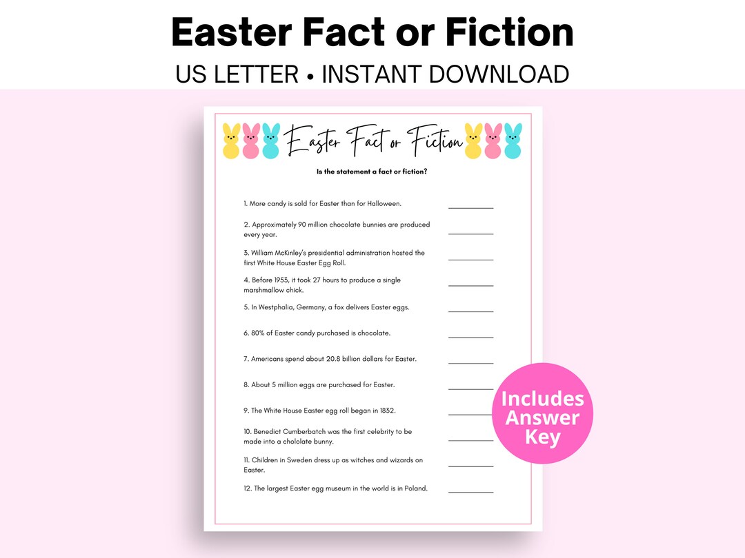 Easter Fact or Fiction Printable Party Game | Easter Activity for Kids ...