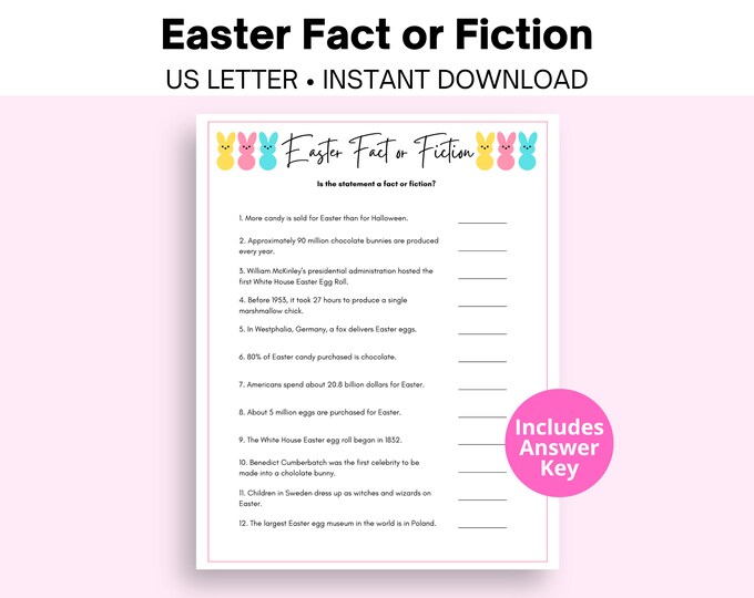 Easter Fact or Fiction Game, Printable Easter Fact Quiz, Easter Trivia ...