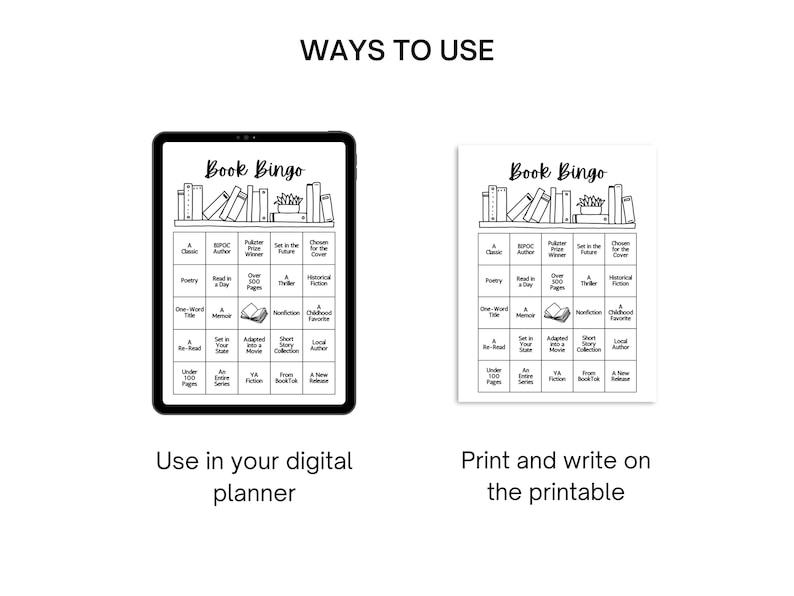 Book Bingo Printable Tracker | Reading Challenge Journal Page | A4 A5 ...