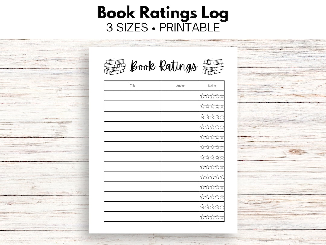 Book Ratings Log | Printable Book Review Template | Reading Tracker ...