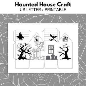 Halloween Haunted House Paper Coloring Craft Template | Printable ...