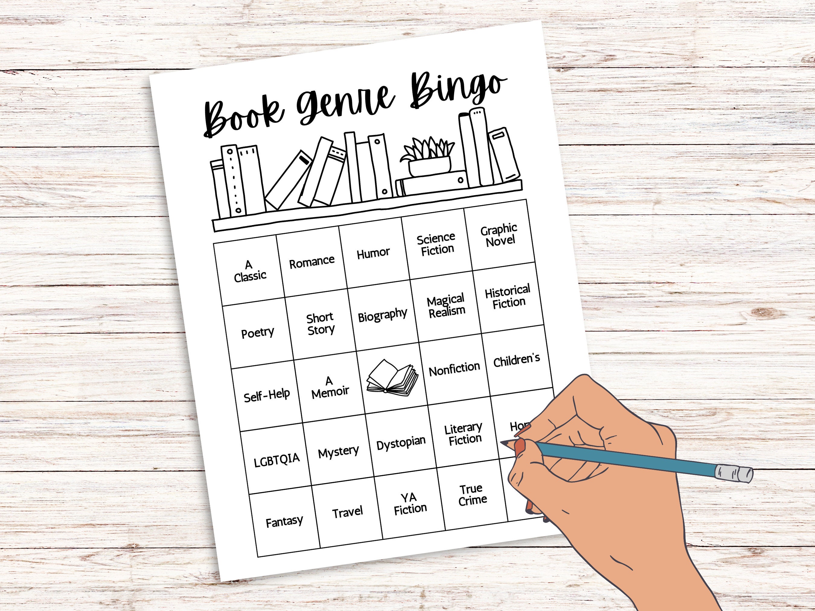 Book Genre Bingo Printable Tracker | Reading Challenge Journal Page ...