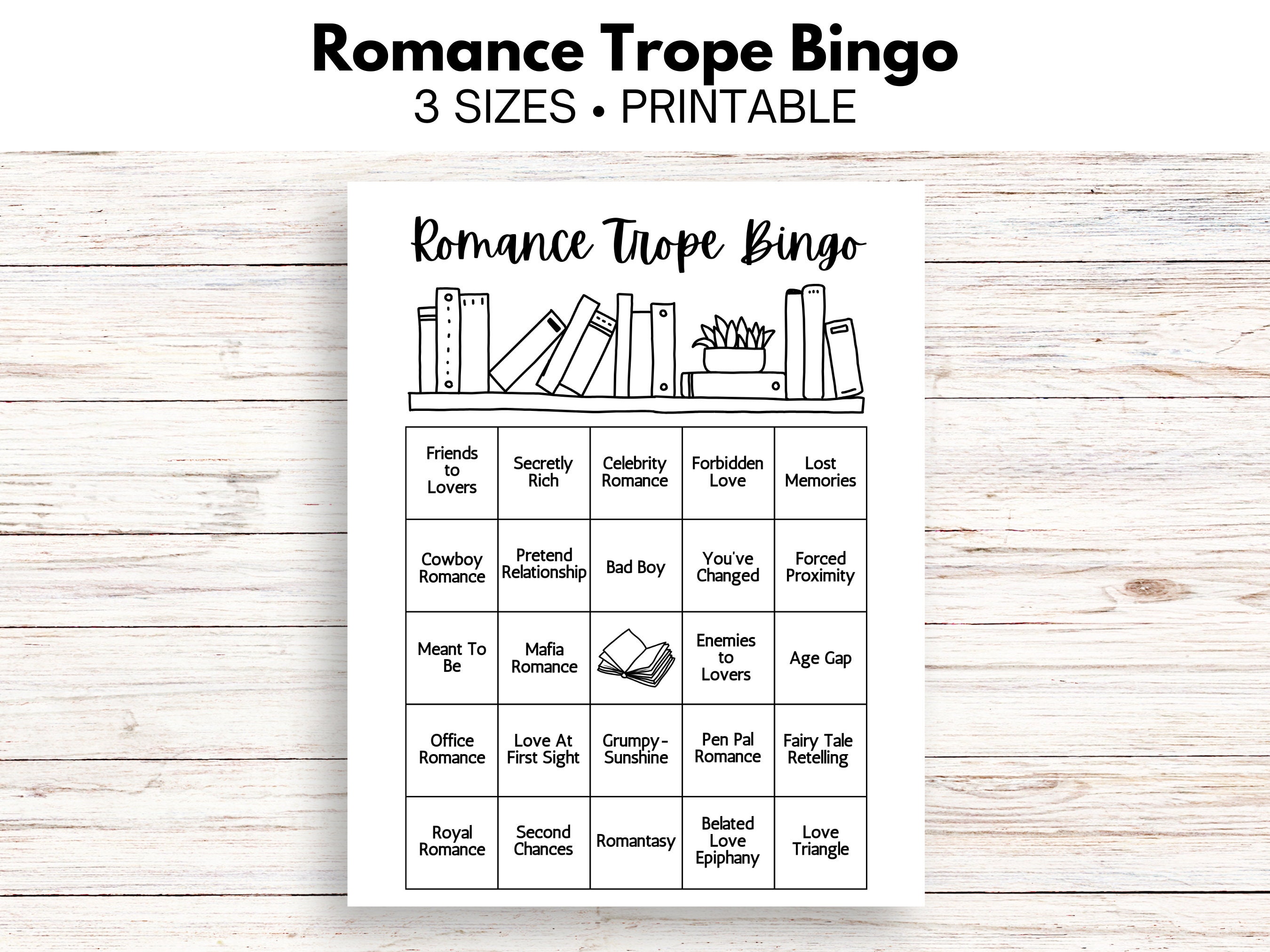 Romance Trope Book Bingo Printable Tracker | Reading Challenge Journal ...