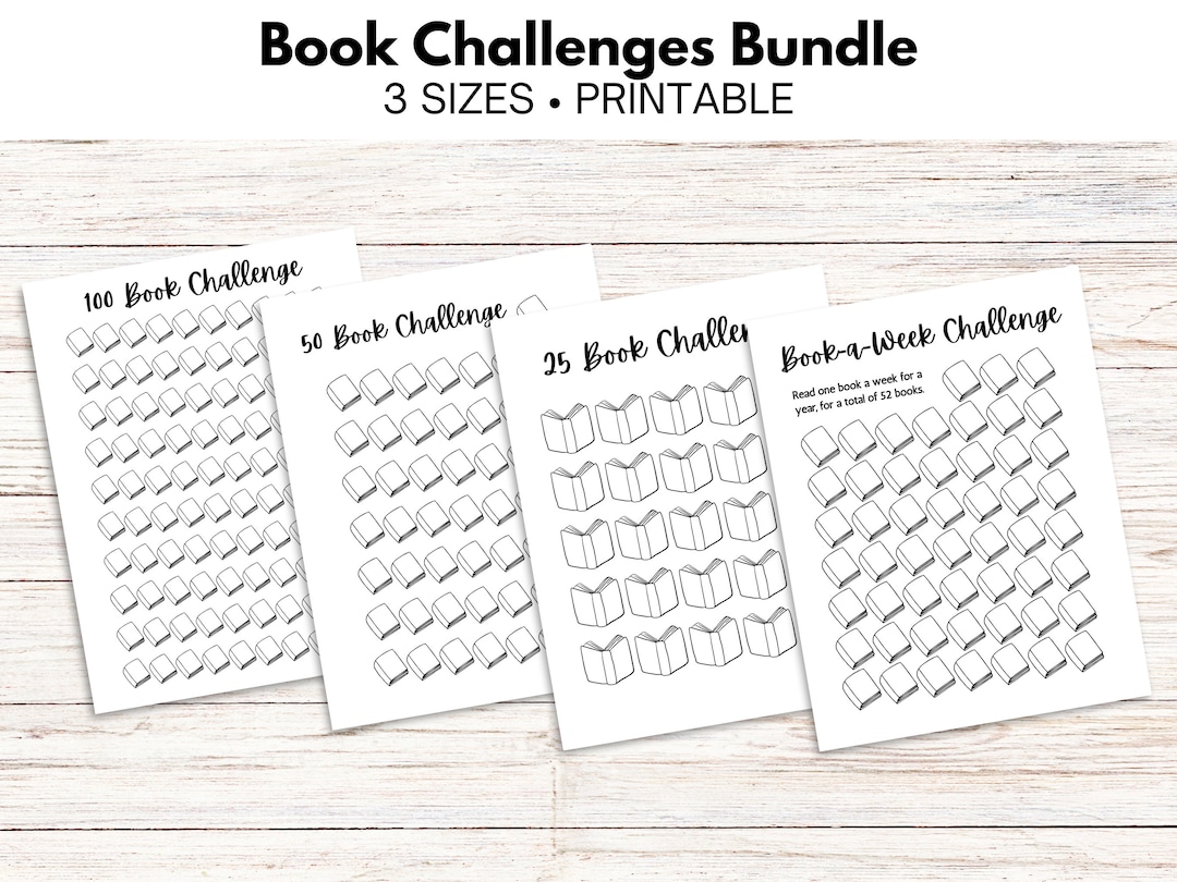 Book Challenge Bundle Printable | 25/50/100 Book Challenge | Reading ...