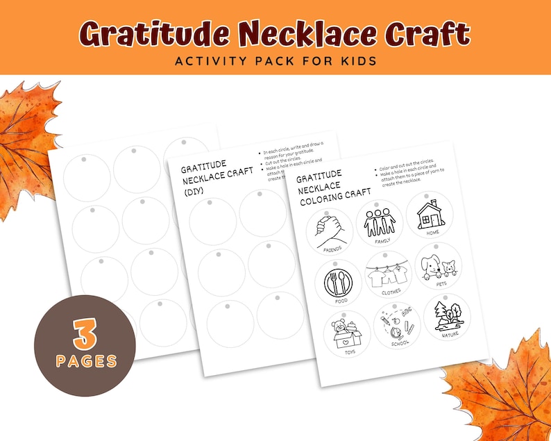 Gratitude Necklace Craft for Kids | Thanksgiving Paper Activity - Etsy