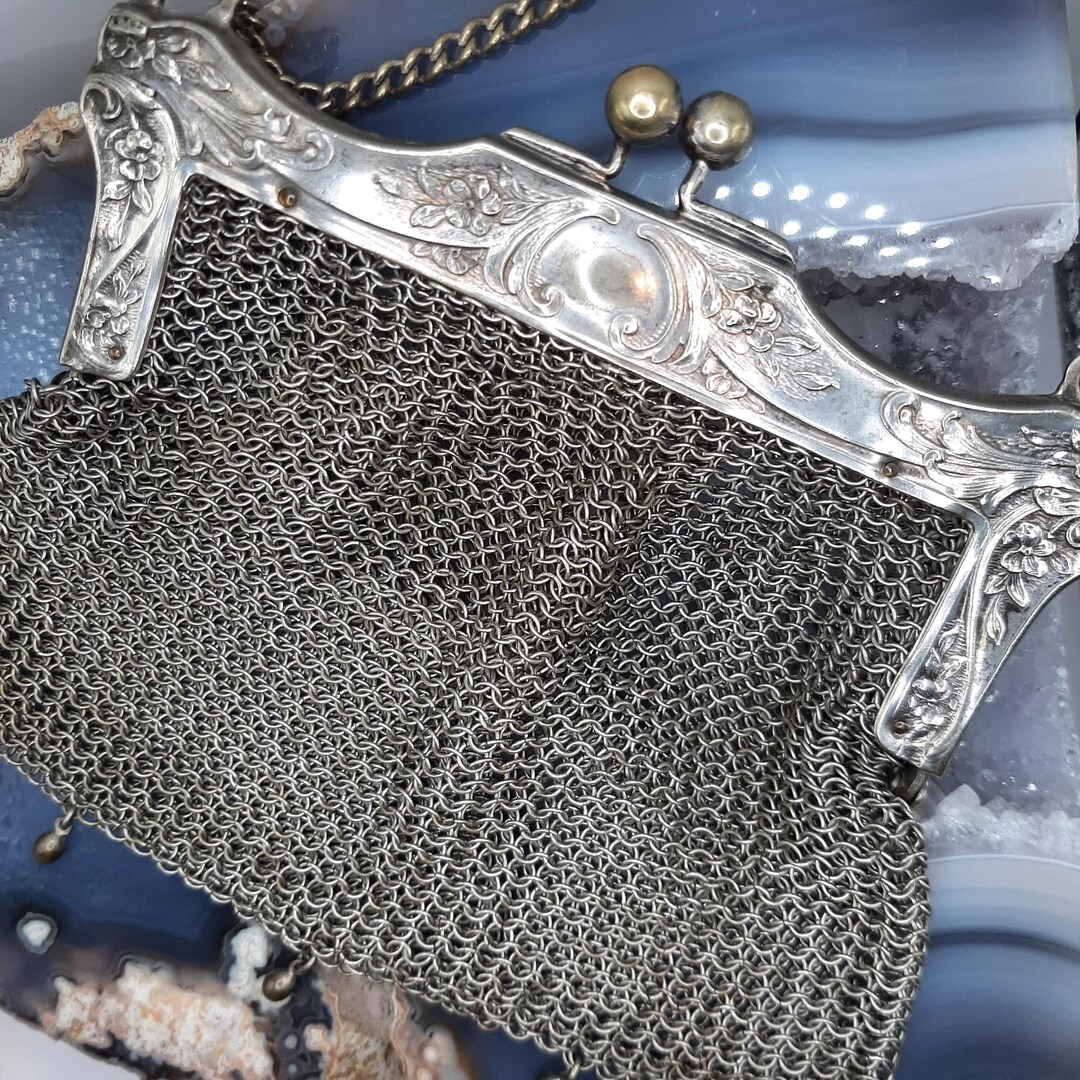 German Silver Mesh Purse - Etsy