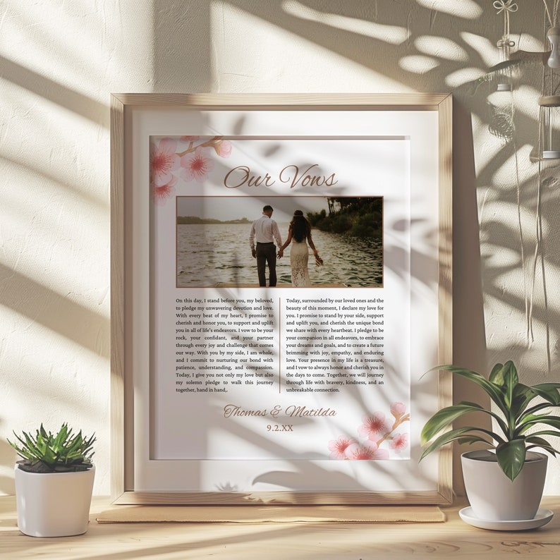 Wedding Vow Template, Custom Vows With Photo Print, Personalized ...
