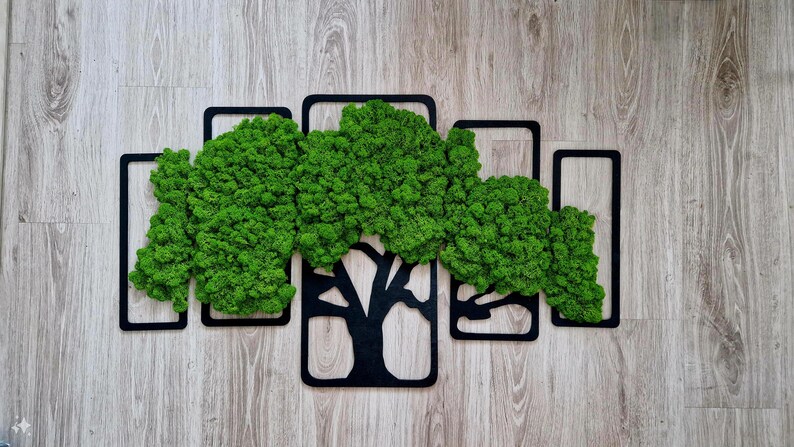 Rustic Tree With Moss Home Decoration Botanical 5 Piece Moss Home ...
