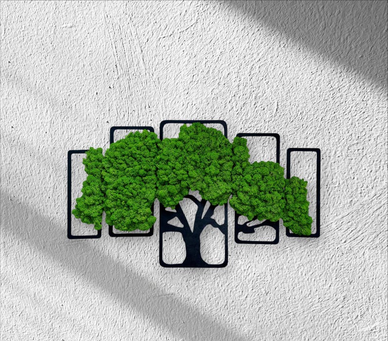 Rustic Tree With Moss Home Decoration Botanical 5 Piece Moss Home ...