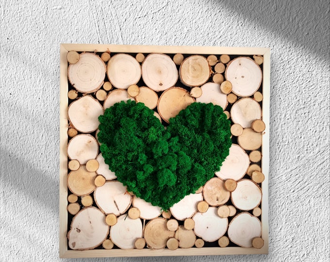 Premium Natural Moss Wall Art | Heart Home Decoration | Eco-friendly ...