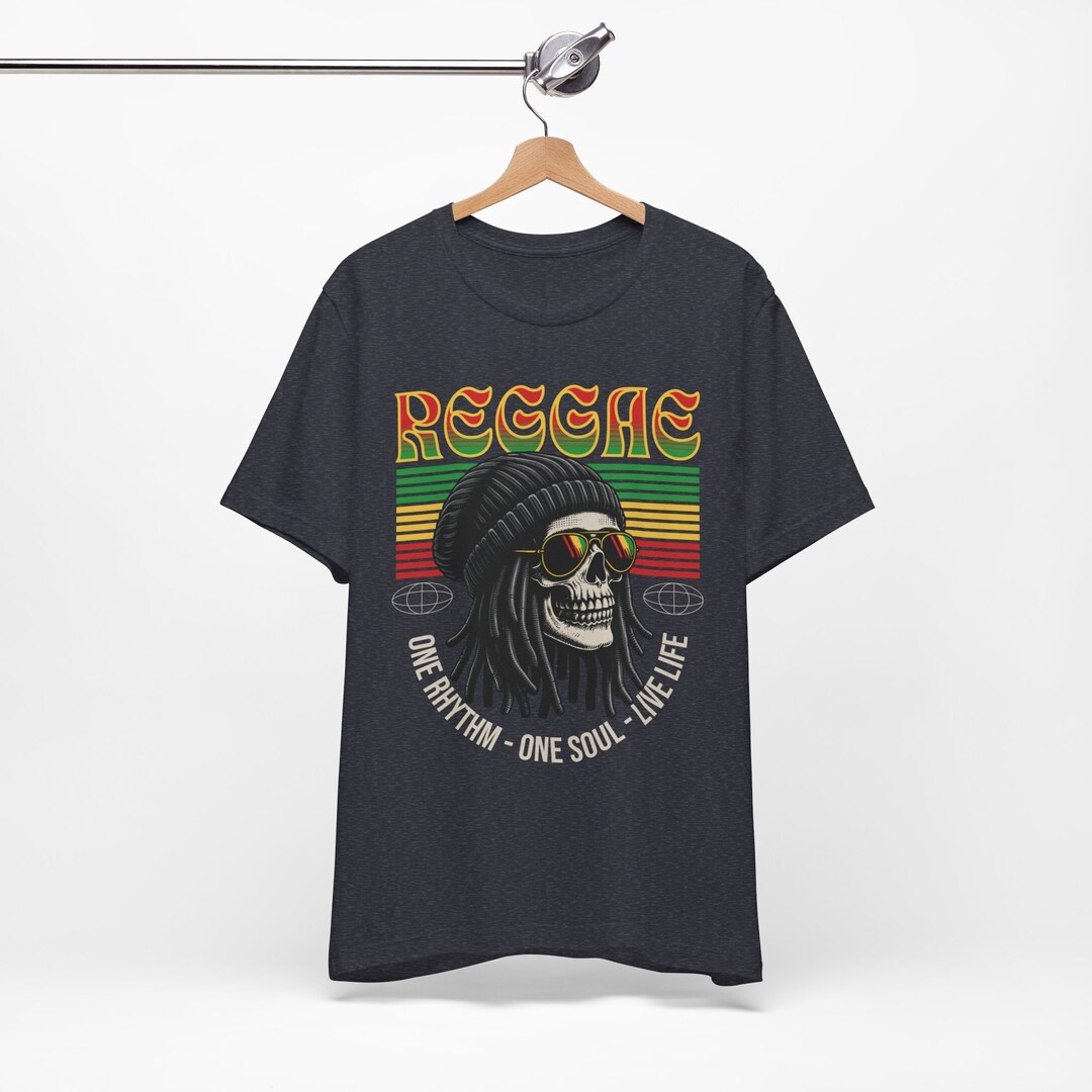 Dreadlock Skeleton Jamaican Reggae Halloween T-shirt One Rhythm, One ...