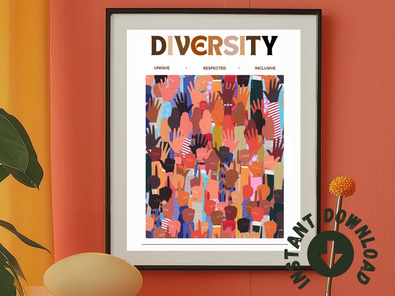 Diverse Hands Worthy Affirmations Wall Art - Inclusive Digital Art ...