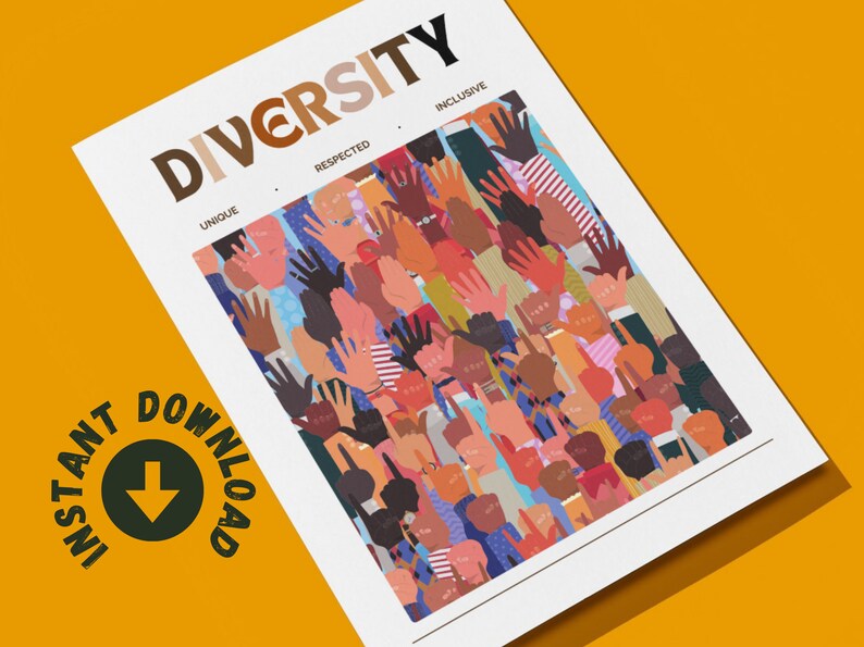 Diverse Hands Worthy Affirmations Wall Art - Inclusive Digital Art ...