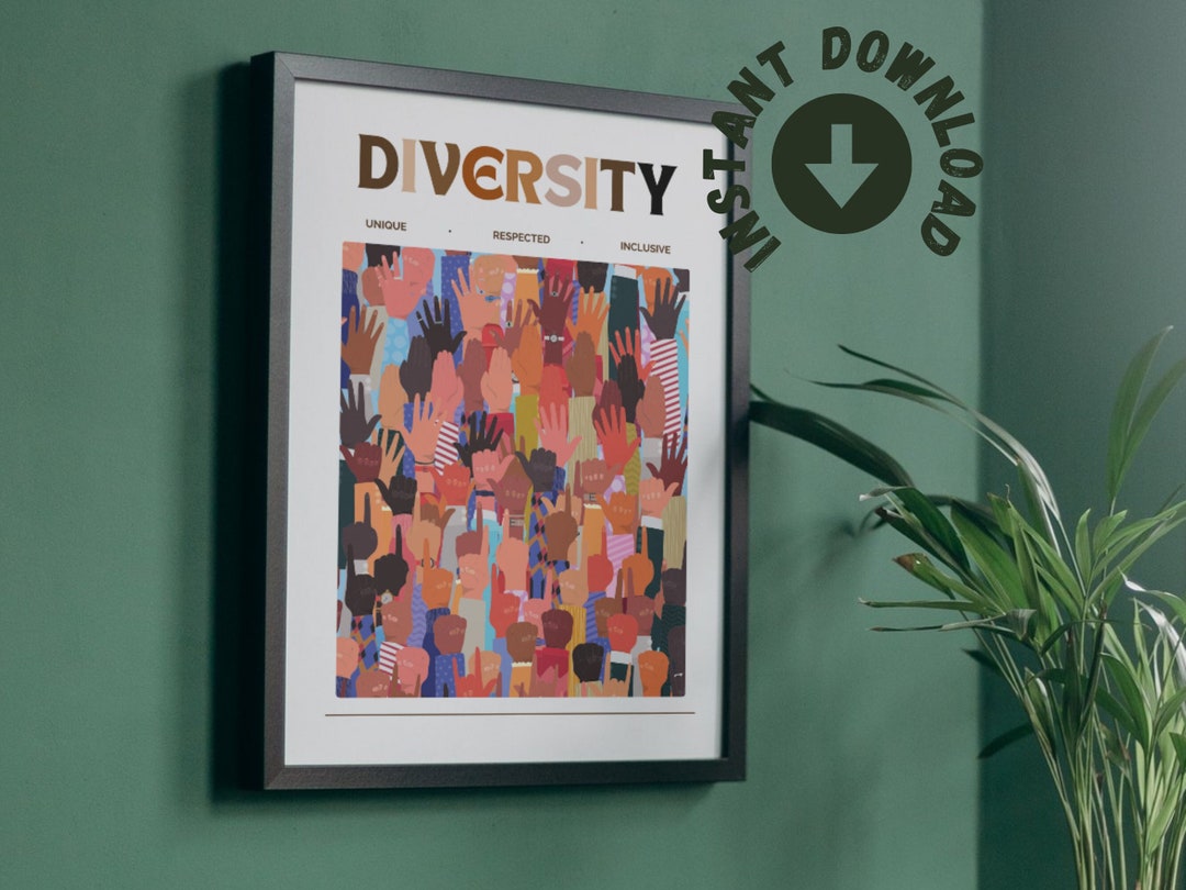 Diverse Hands Worthy Affirmations Wall Art - Inclusive Digital Art ...