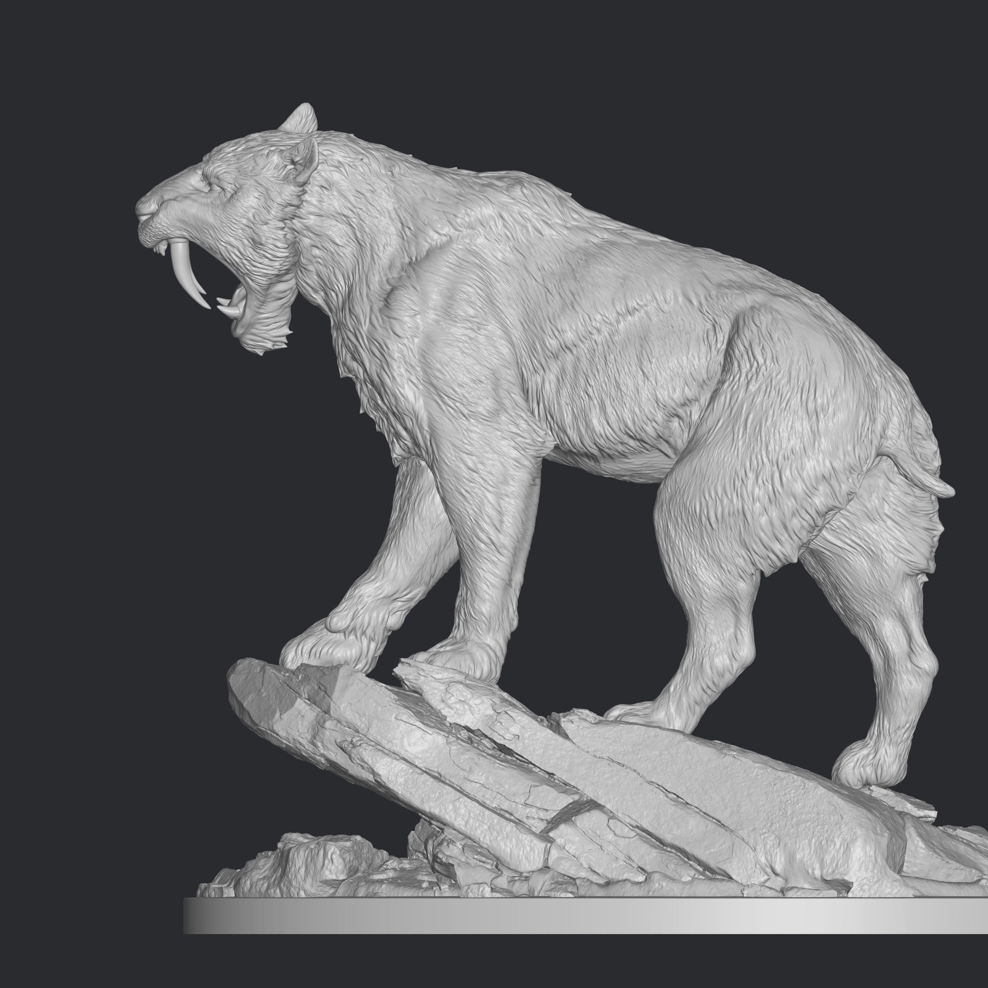 Smilodon Roaring Statue Stl File 3d Printing, 3d Print File, Miniature ...