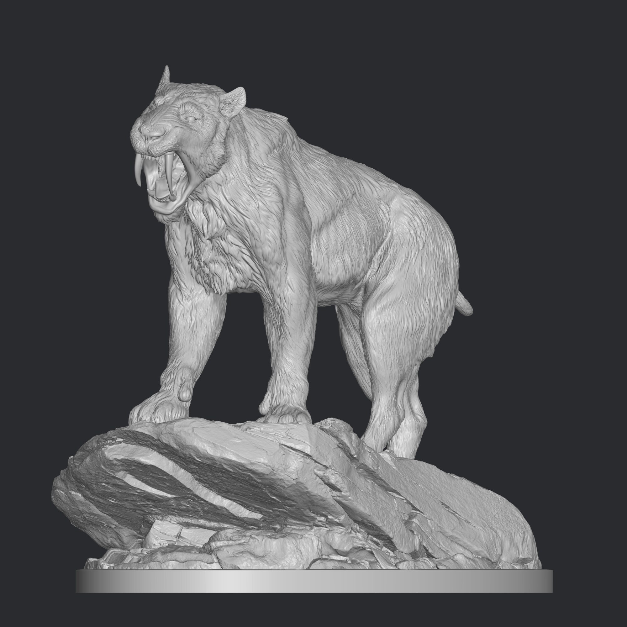 Smilodon Roaring Statue Stl File 3d Printing, 3d Print File, Miniature ...