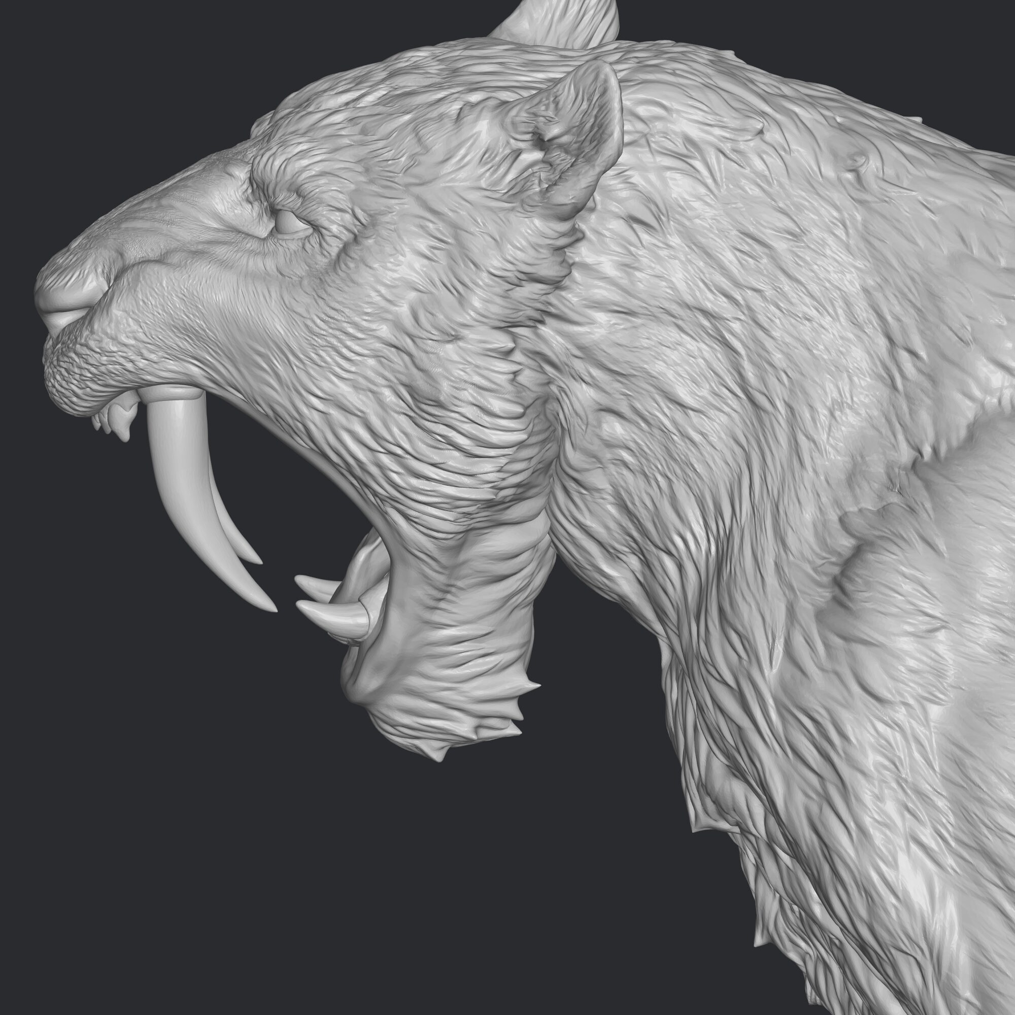 Smilodon Roaring Statue Stl File 3d Printing, 3d Print File, Miniature ...