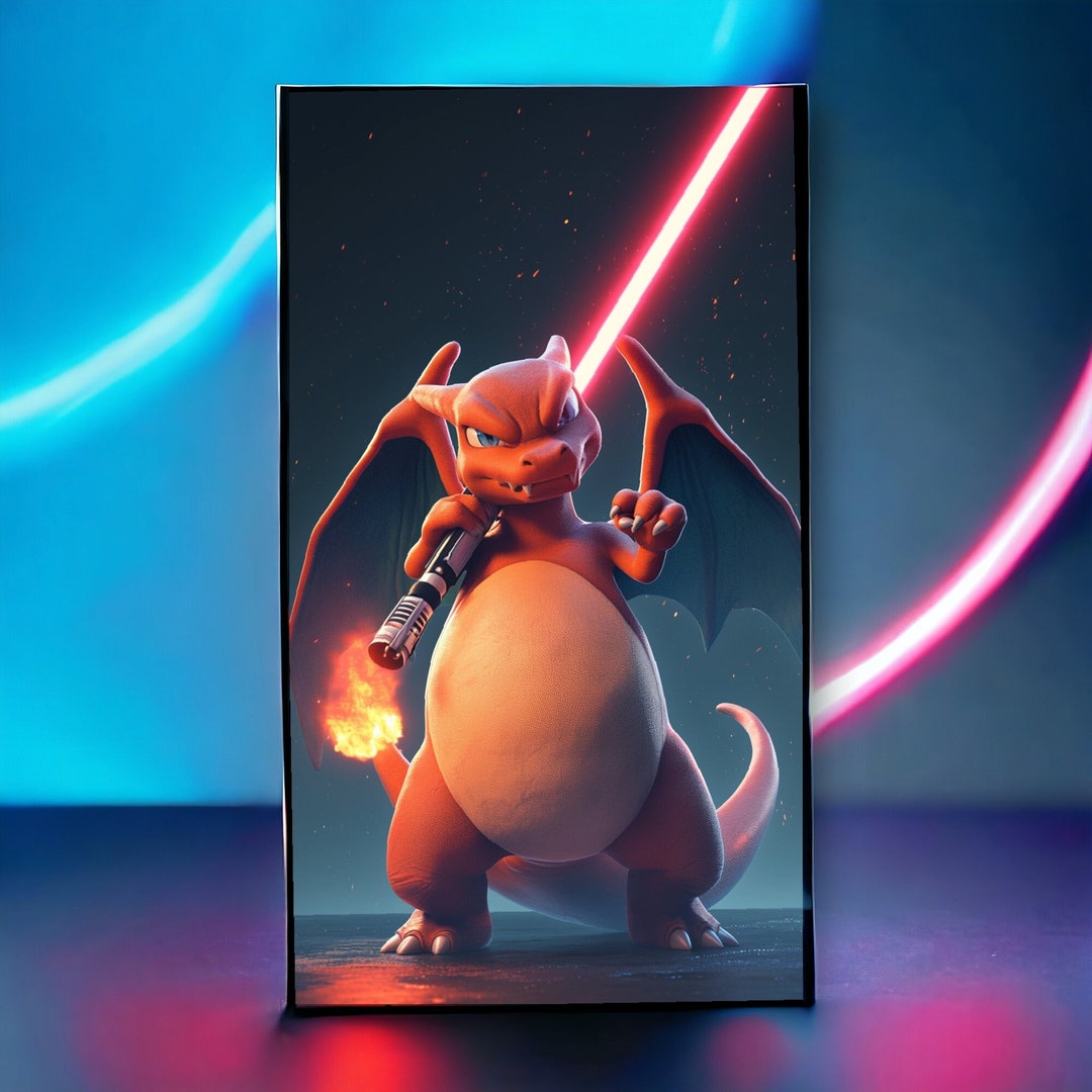 Ash Charizard Poster, Anime Poster, Charizard Starwars Style, Pokemon ...