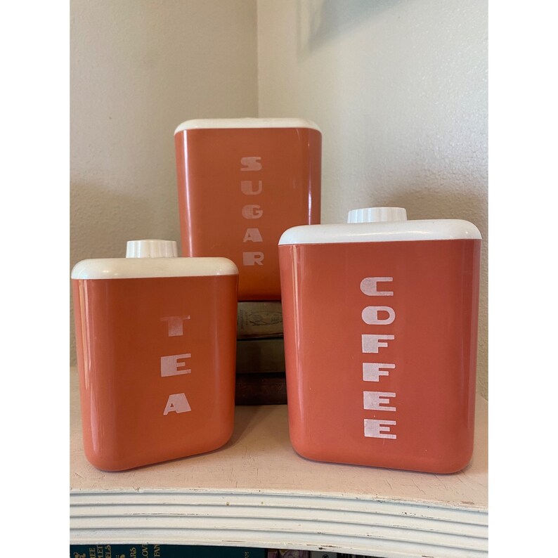 Vintage 1950s Pink Canister Set, All Original Lustroware Plastic, Sugar ...
