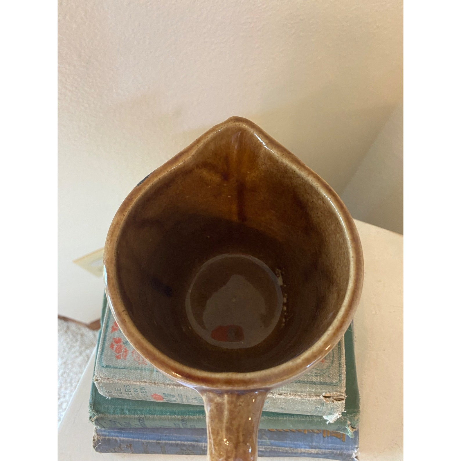 Vintage Western Stoneware Ribbed Brown Pottery Molasses/syrup Pitcher ...