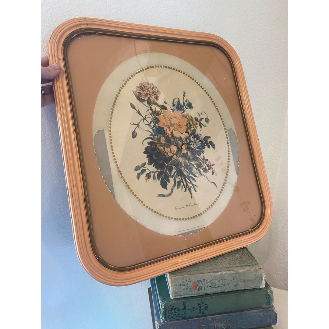 Vintage Pink Square Print Picture Frame - Etsy