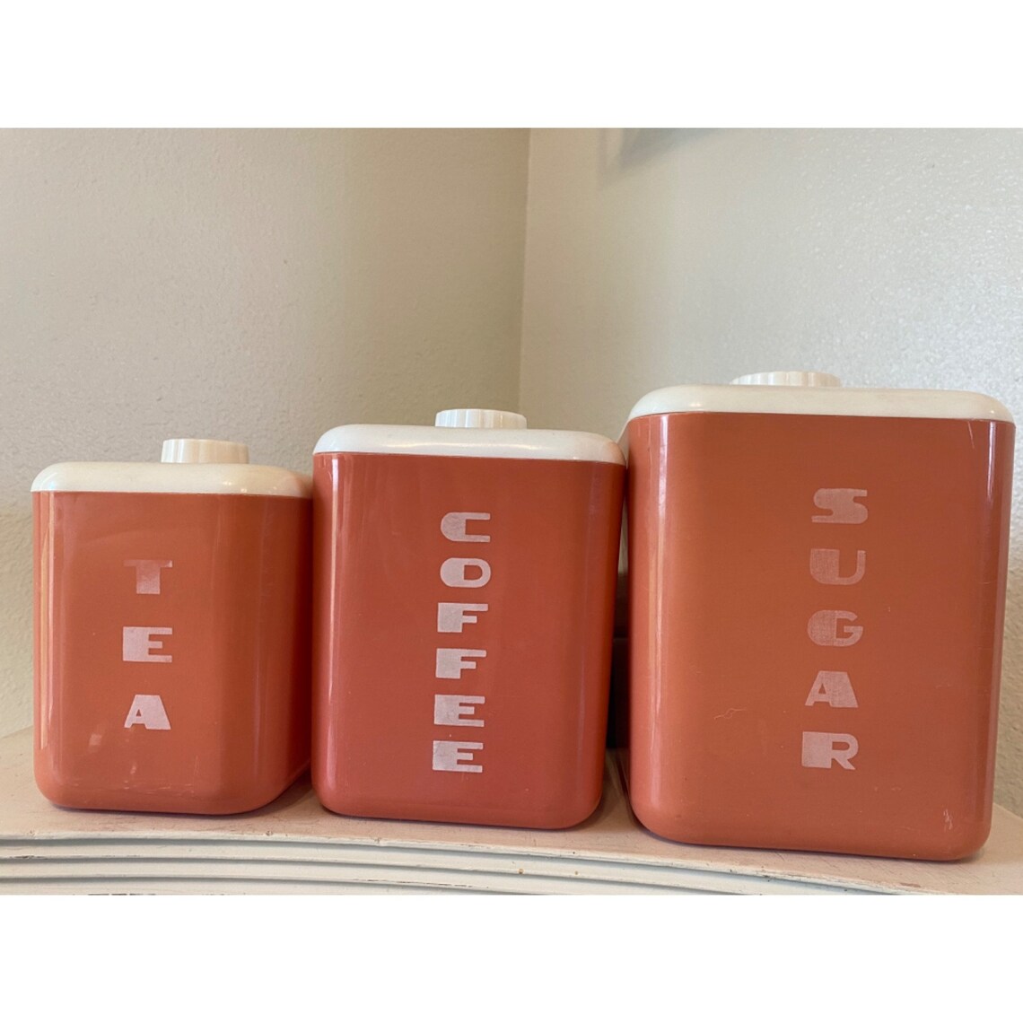 Vintage 1950s Pink Canister Set, All Original Lustroware Plastic, Sugar ...