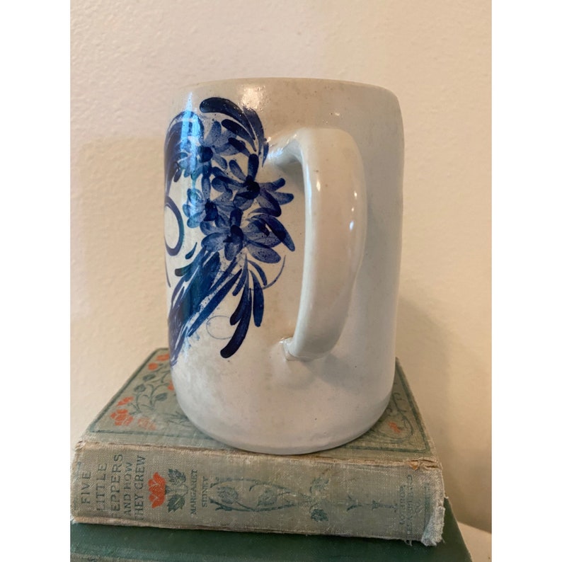 Casey Pottery Stoneware Pitcher W Cobalt Blue Heart Wreath Hand Painted ...