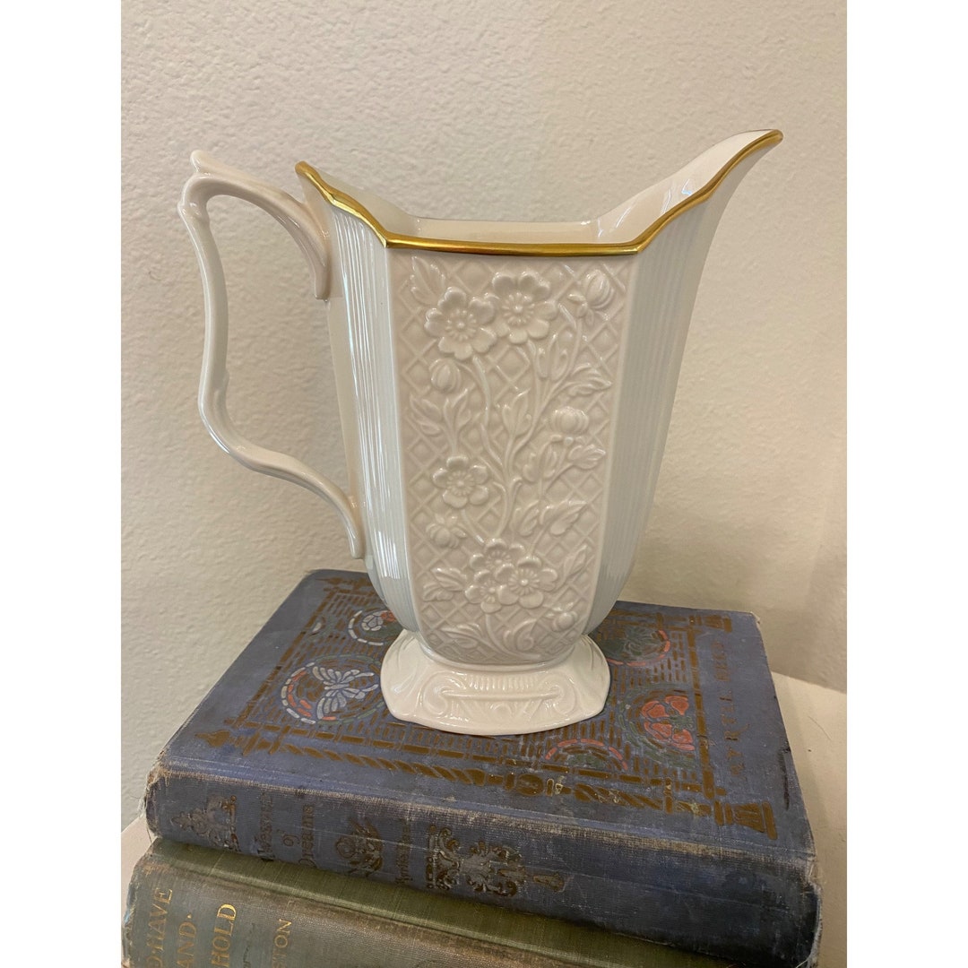 Vintage Flower Lenox Gold Rim Pitcher - Etsy