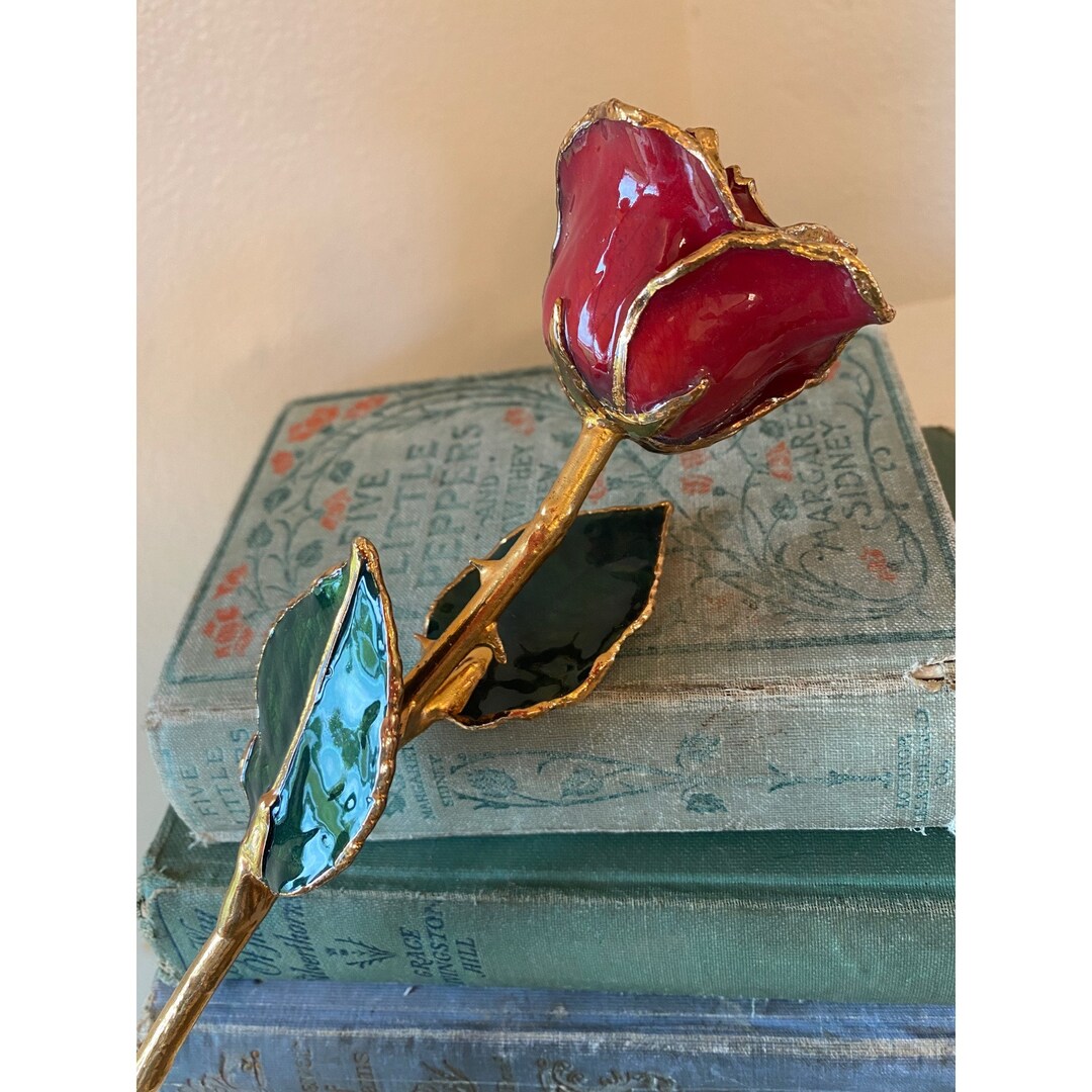 Real Red Rose Dipped in Lacquer & 24K Gold Trimmed by Steven Singer - Etsy