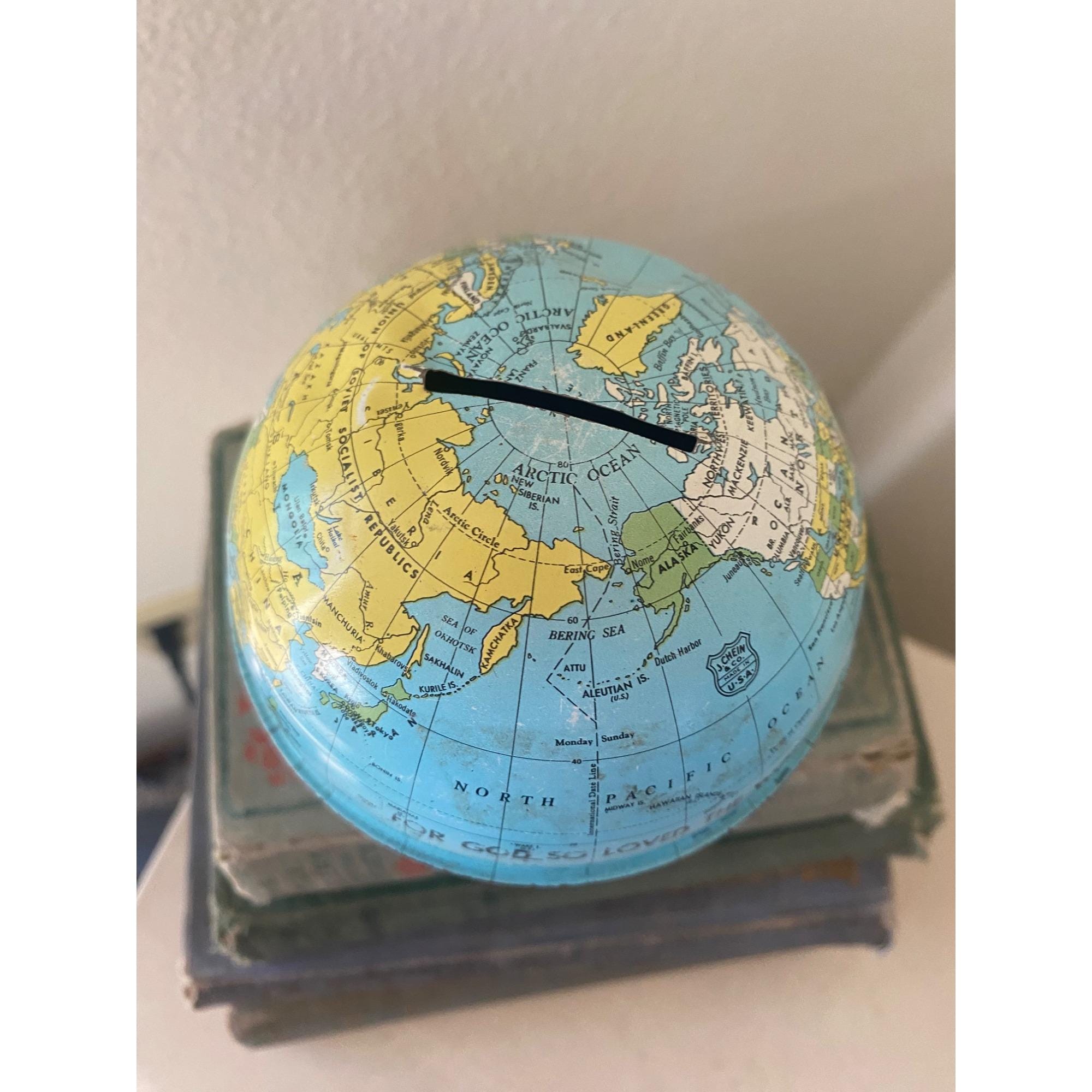 Vintage Small World Globe Piggy Bank - Etsy