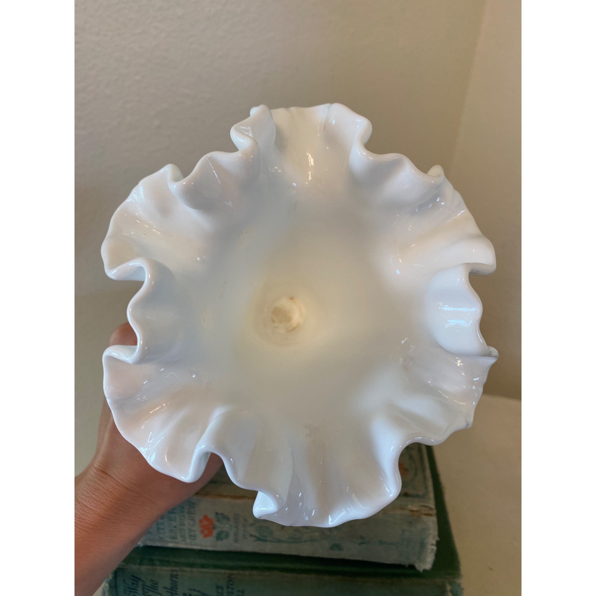 Vintage Fenton White Milk Glass Hobnail Ruffle Rim - Etsy